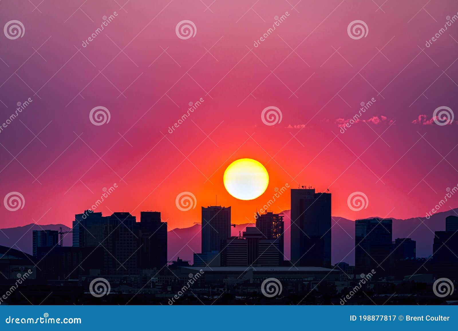 Downtown Phoenix Sunset stock image. Image of dusk, tourism - 198877817