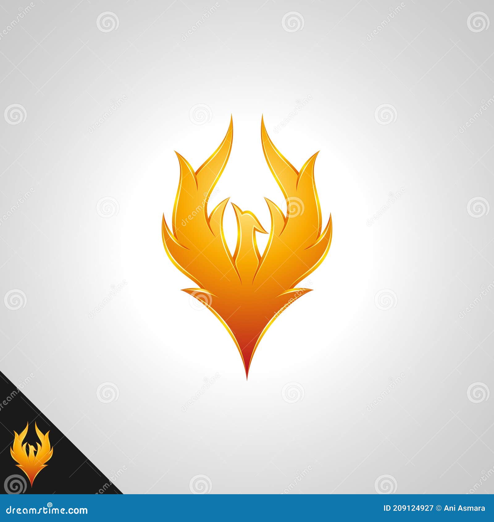 Phoenix Symbol with 3D Gold Fire Concept Stock Vector - Illustration of ...