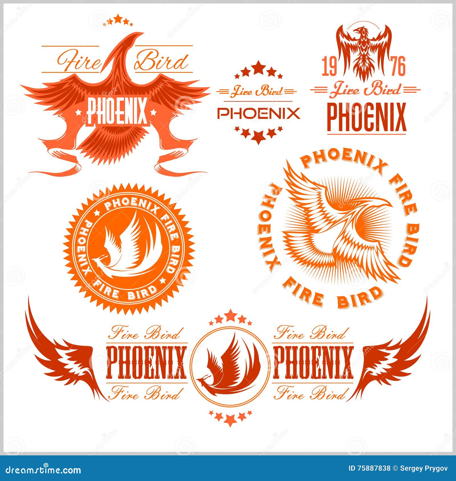 Phoenix - Vector Set Of Fire Birds And Flames Logo. | CartoonDealer.com ...