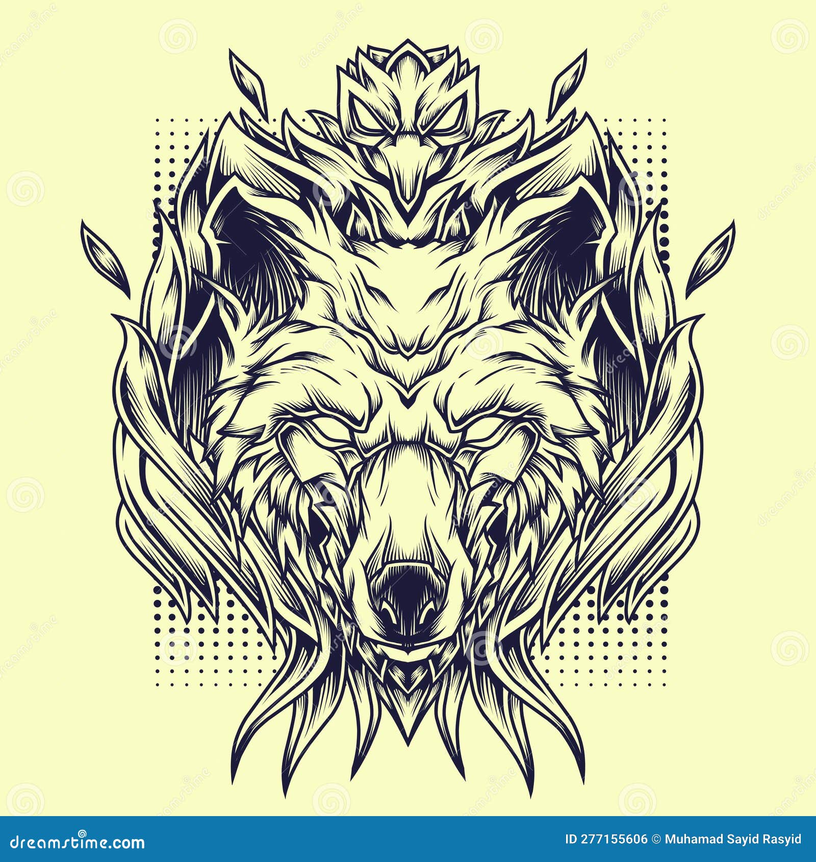 Phoenix Wolves Line Art Illustration Stock Vector - Illustration of ...