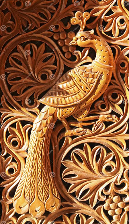 Phoenix, wood carving stock image. Image of leaf, bird - 22333087