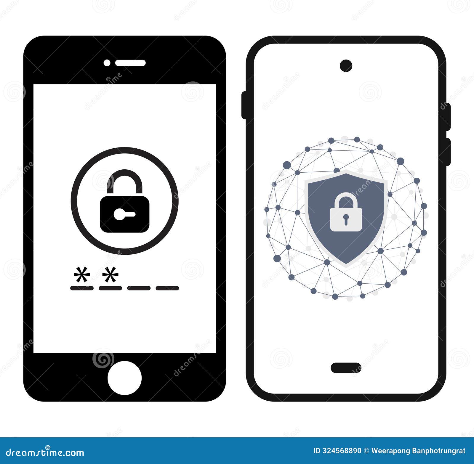 Smartphone and Lock Icon, Cyber Security Concept with Smartphone Stock ...
