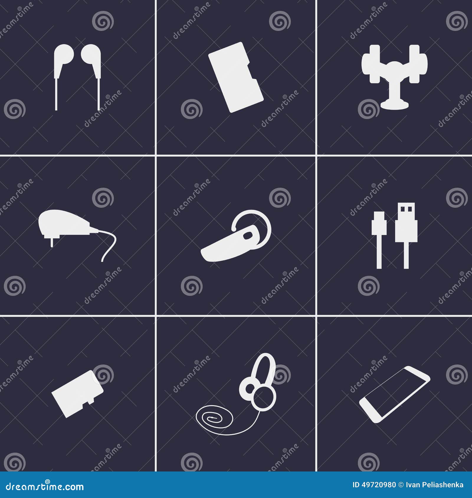 Phone accessories icons stock illustration. Illustration of accessory ...