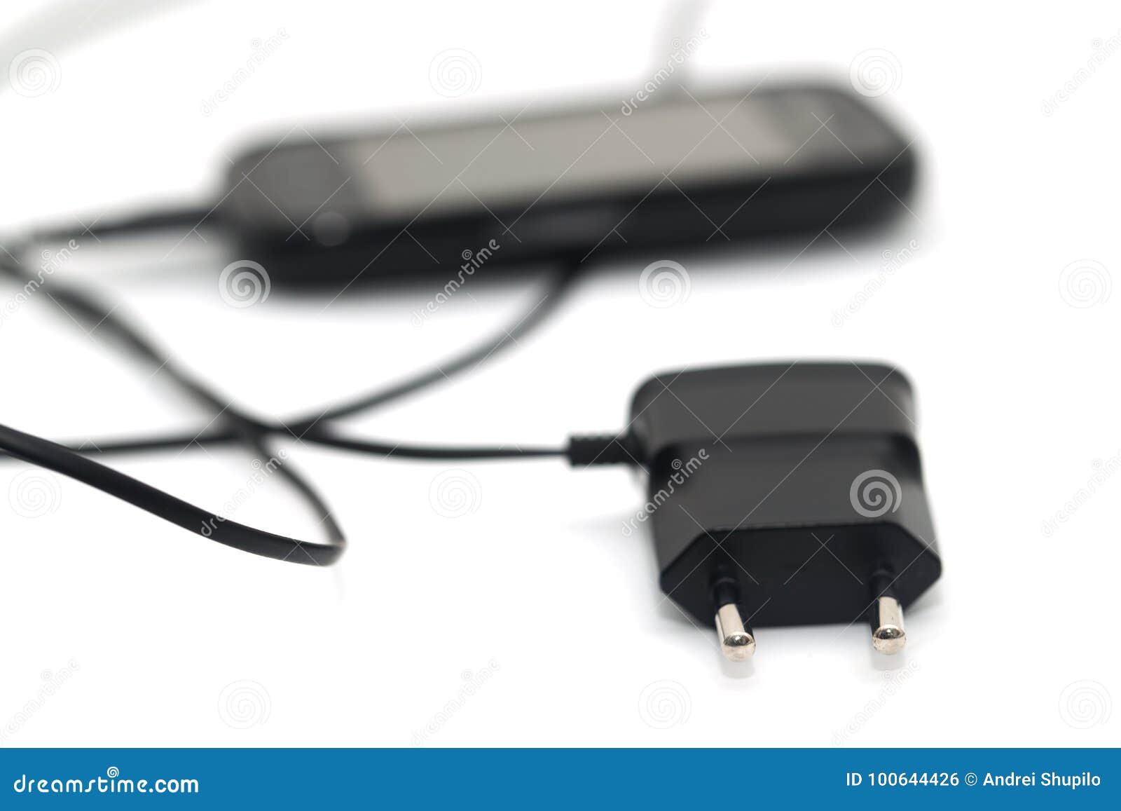Phone with an Adapter on a White Background Stock Photo - Image of ...