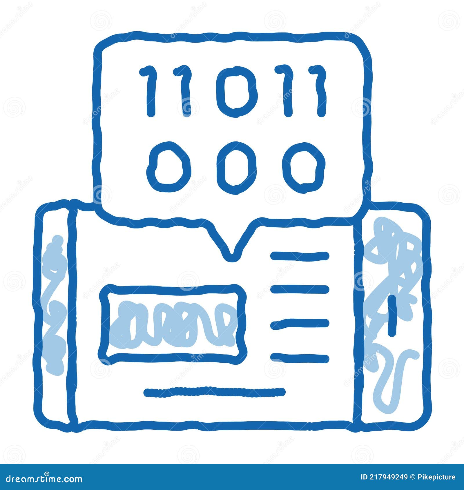 Phone App Binary Code Doodle Icon Hand Drawn Illustration Stock Vector ...