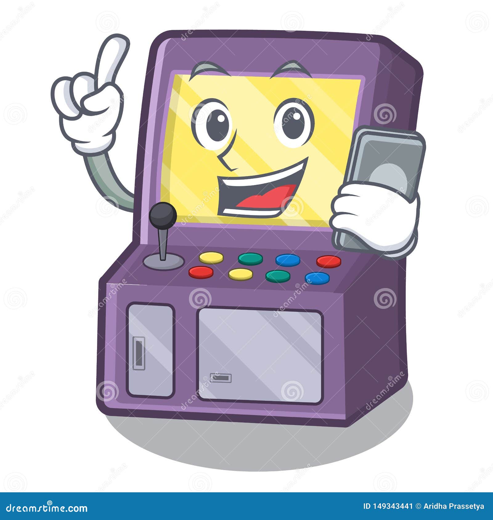 With Phone Arcade Machine Isolated with the Character Stock Vector ...