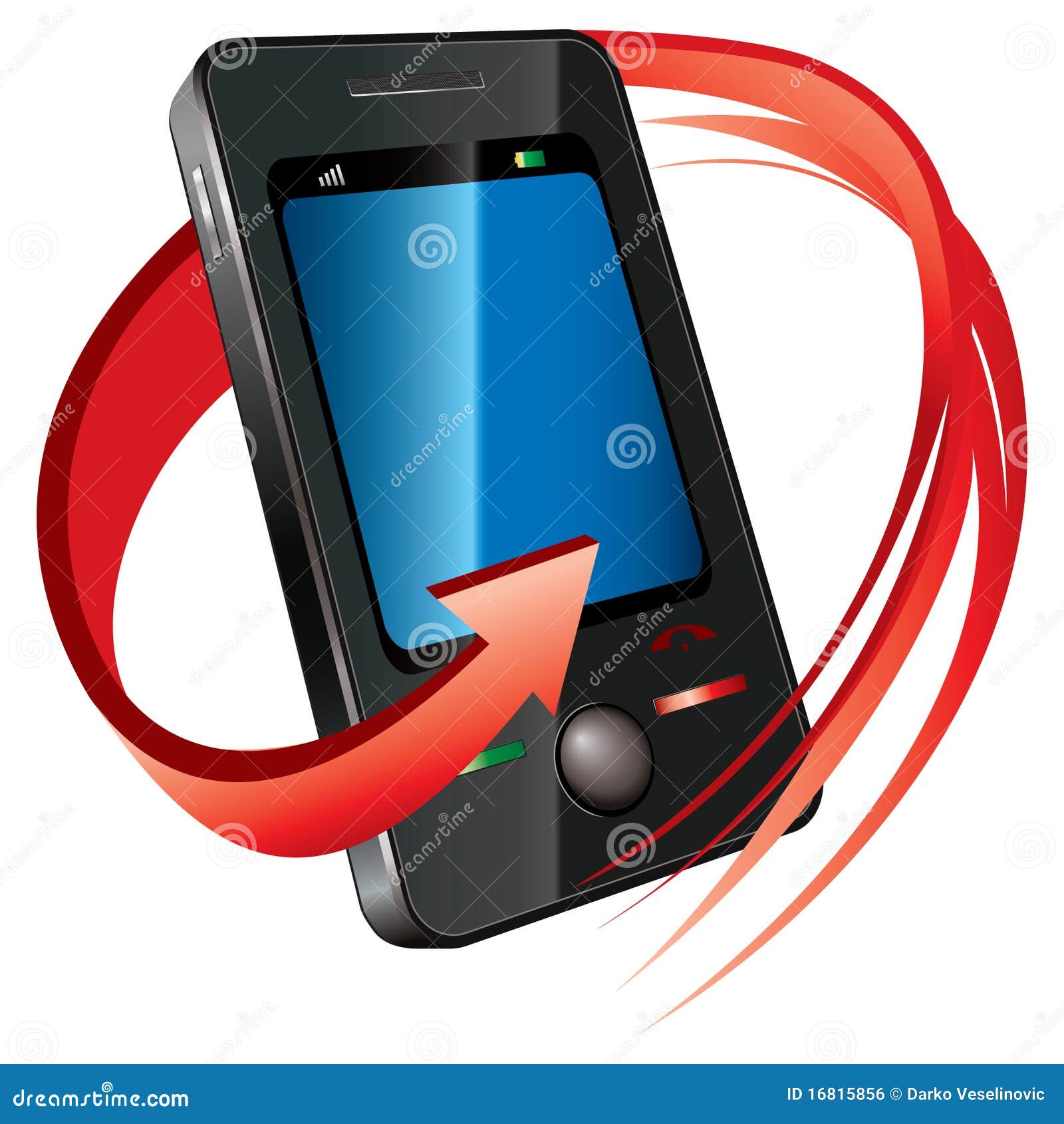 Phone with arrow stock vector. Illustration of three - 16815856