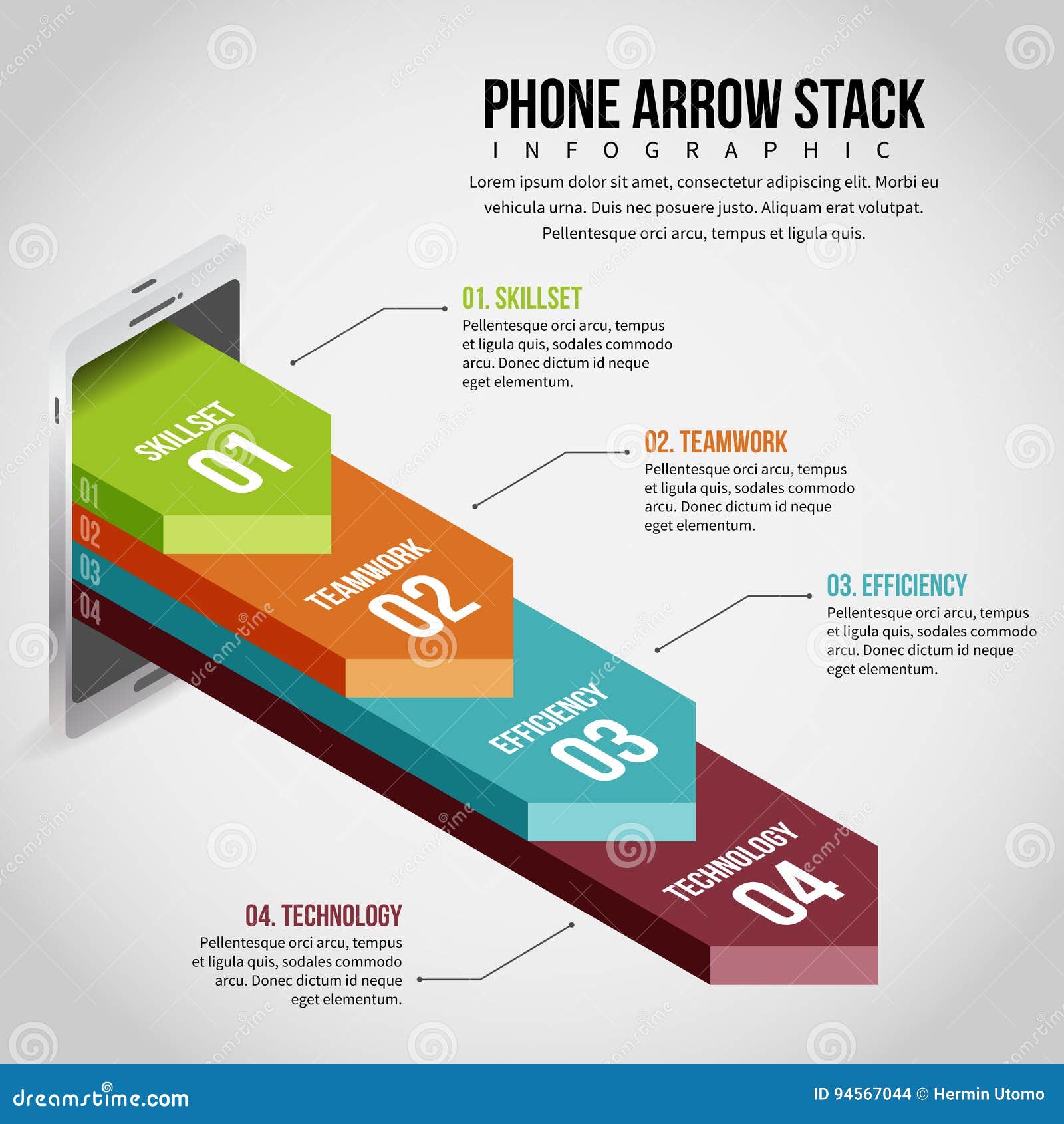 Phone Arrow Stack Infographic Stock Vector - Illustration of element ...