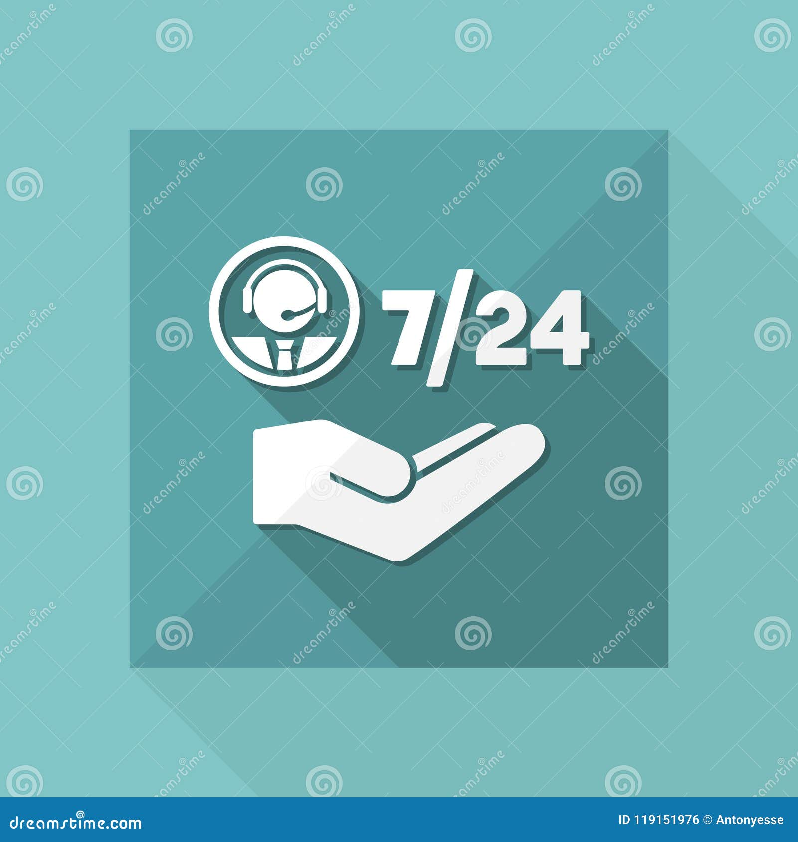Phone Assistance 7/24 - Vector Web Icon Stock Vector - Illustration of ...