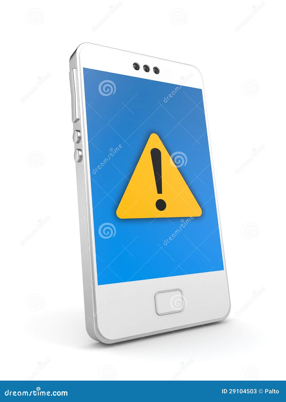 Phone with attention icon stock illustration. Illustration of alert ...