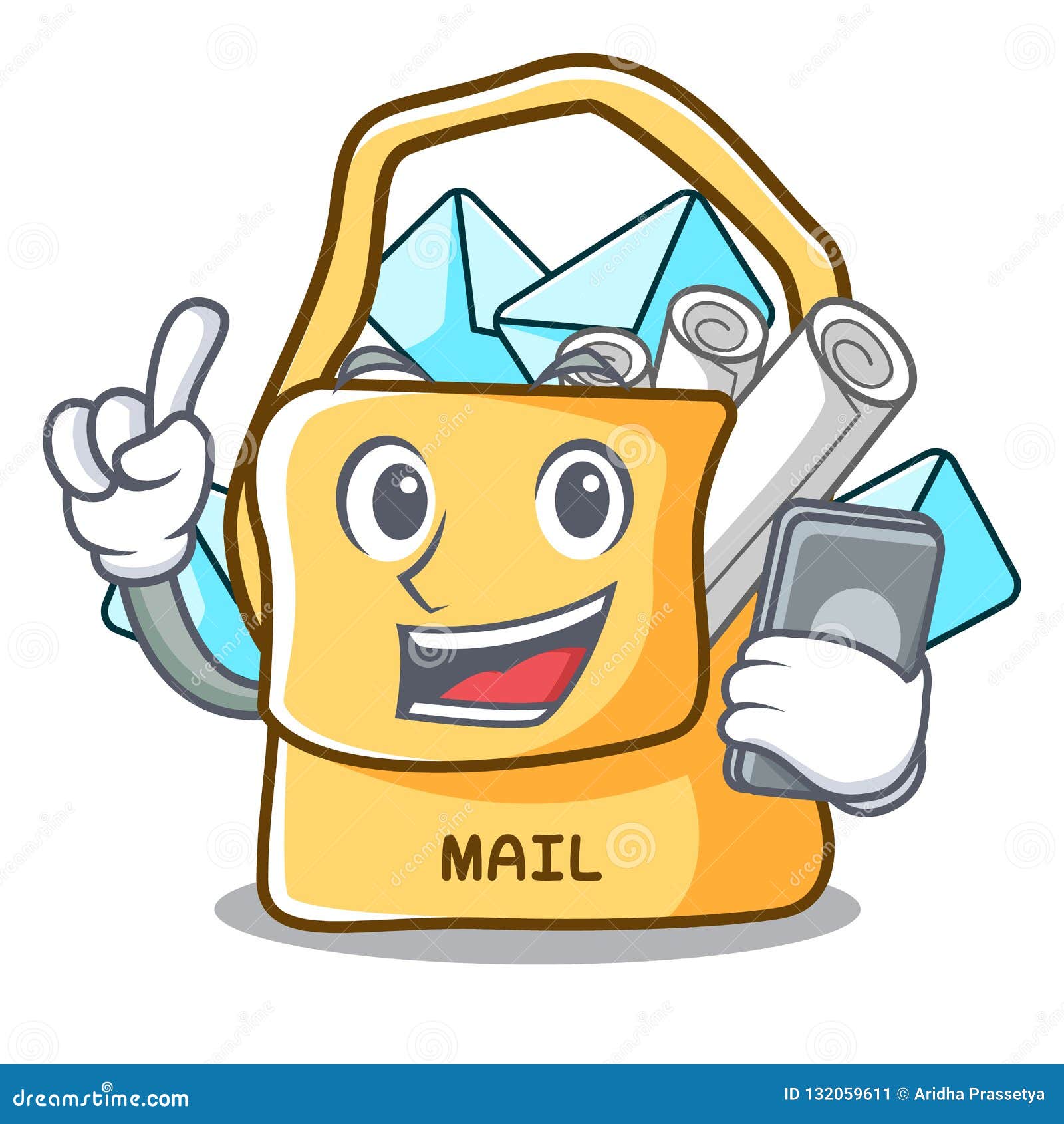 With Phone Bag Sack Fill in Cartoon Mail Stock Vector - Illustration of ...