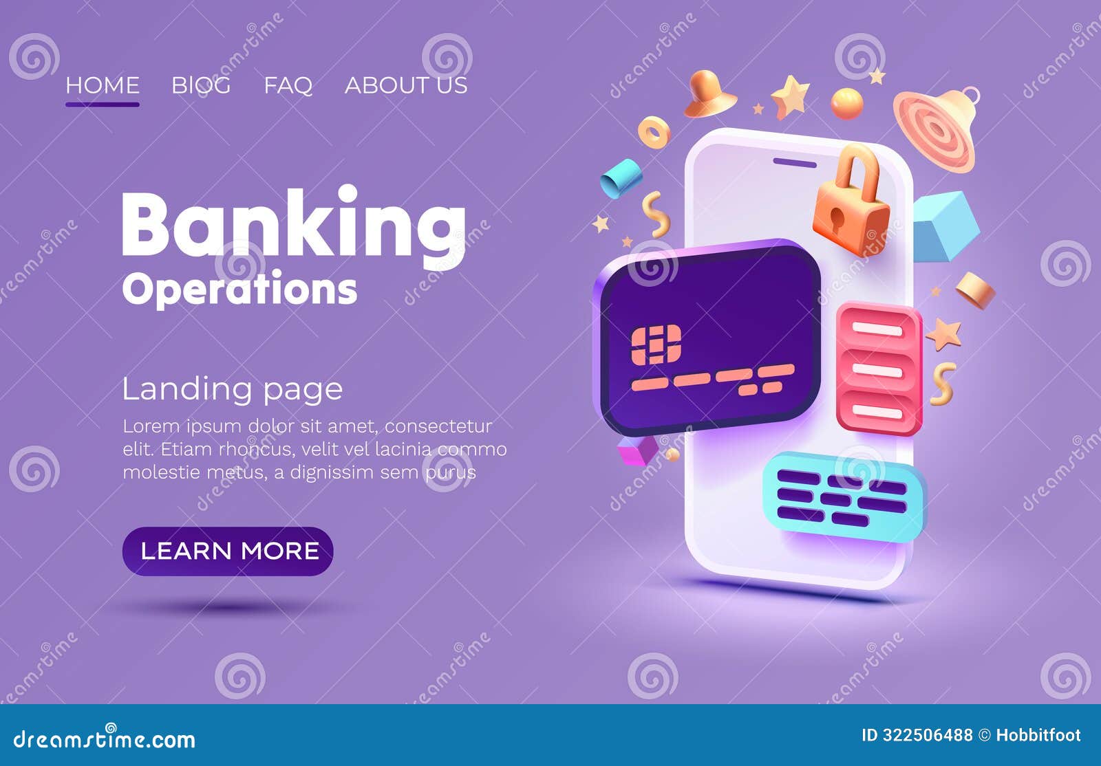 Phone Banking Operations, Landing Page Web App. Vector Stock ...