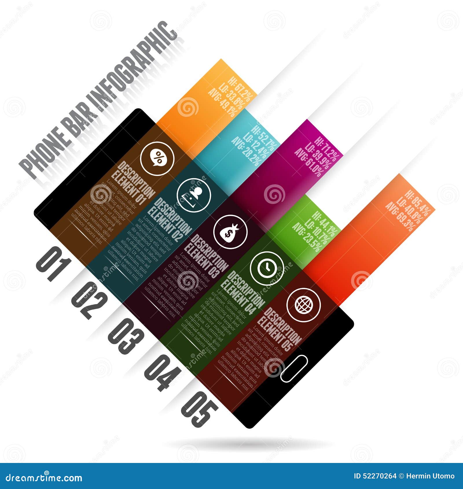 Phone Bar Infographic stock vector. Illustration of text - 52270264