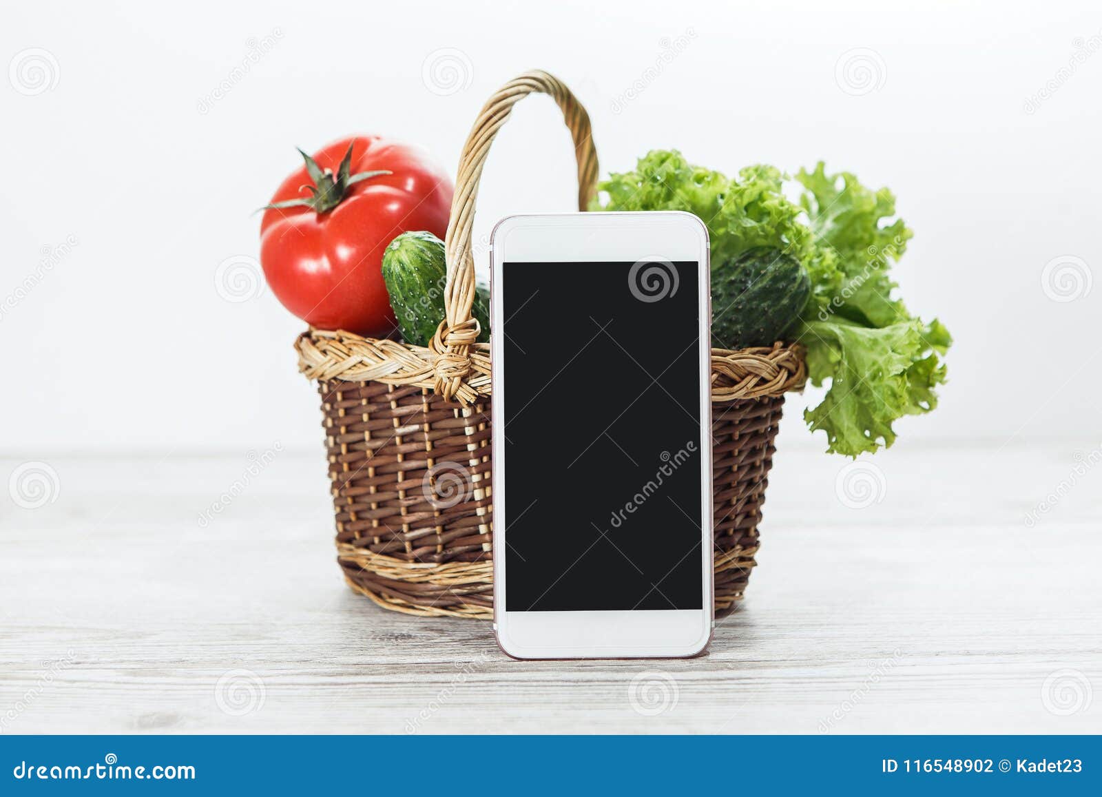 Phone and Basket with Vegetables Stock Photo - Image of website ...
