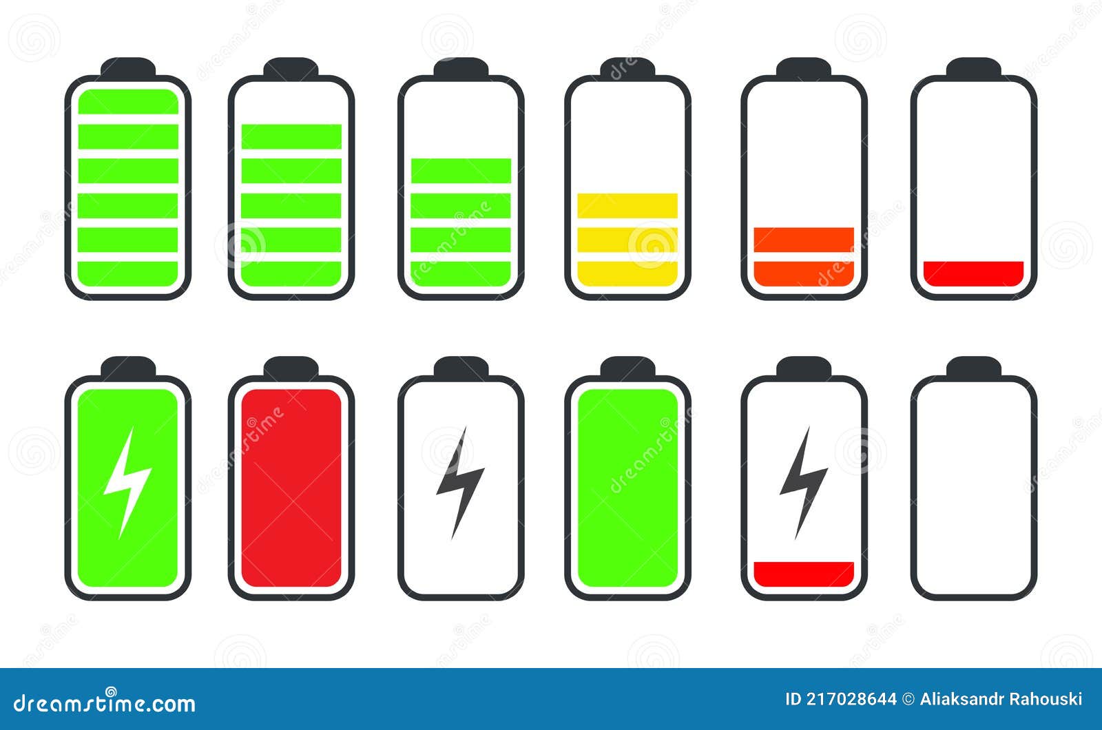 Phone Battery Charge Status Flat Symbols Set Stock Vector ...