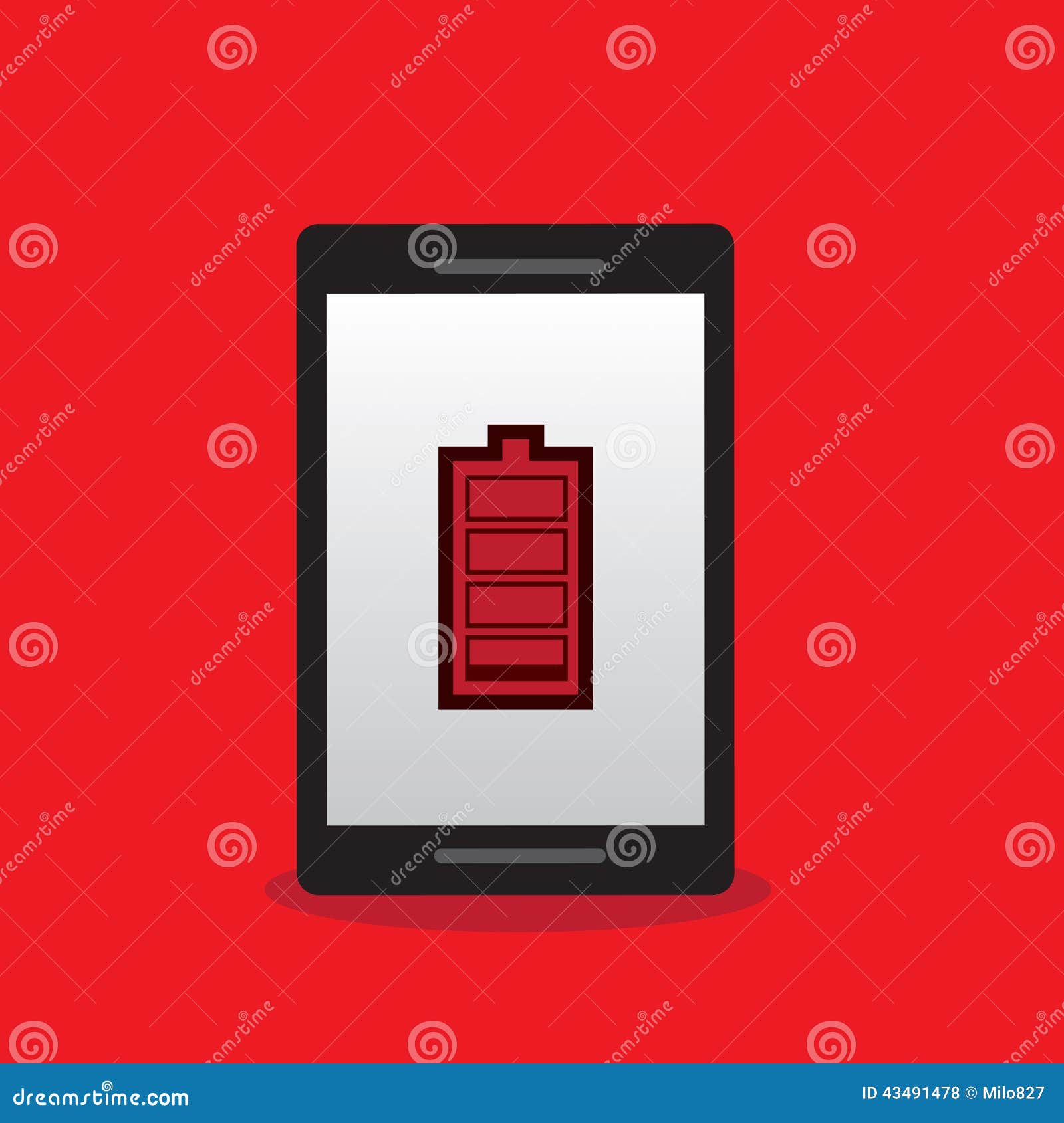 Phone Battery Low stock vector. Illustration of negative - 43491478