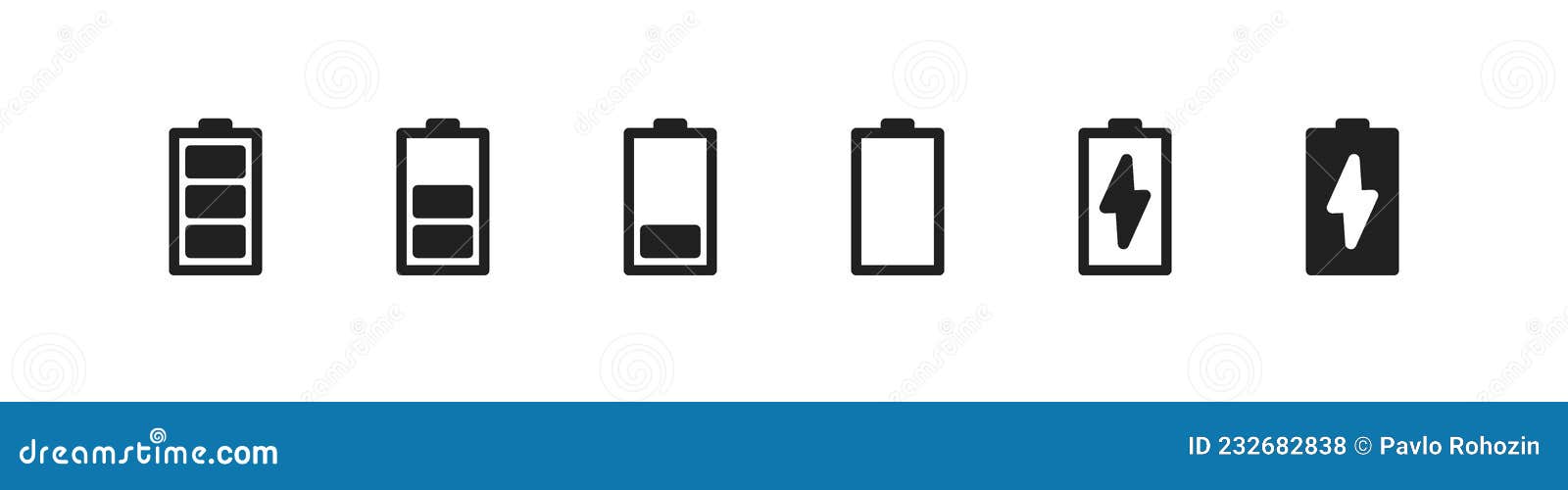 Phone Battery Symbol. Mobile Charge Level Icon Set in Vector Flat Stock ...
