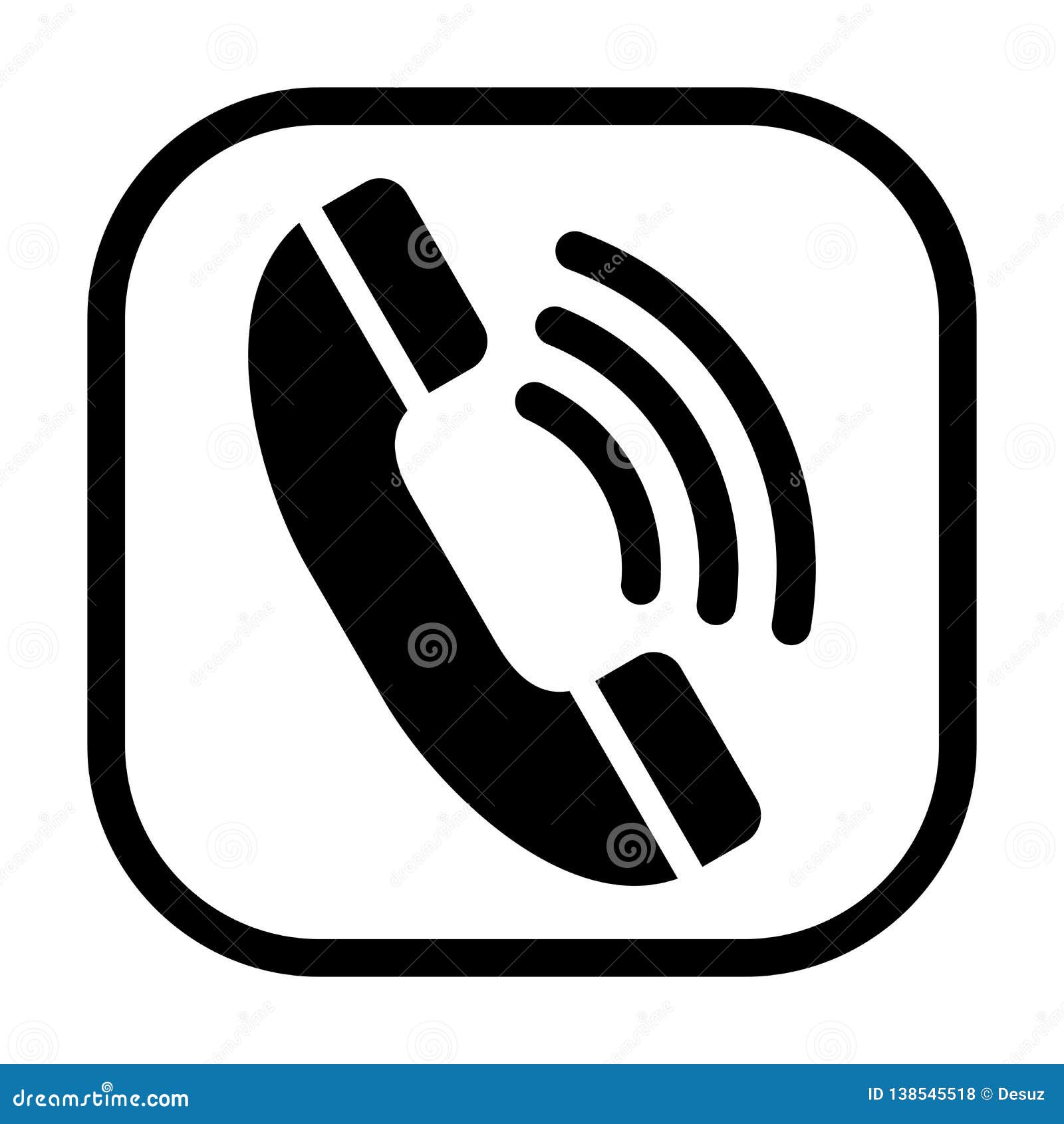 Phone Black Icon. Call Symbol Isolated on White in Vector. Stock Vector ...