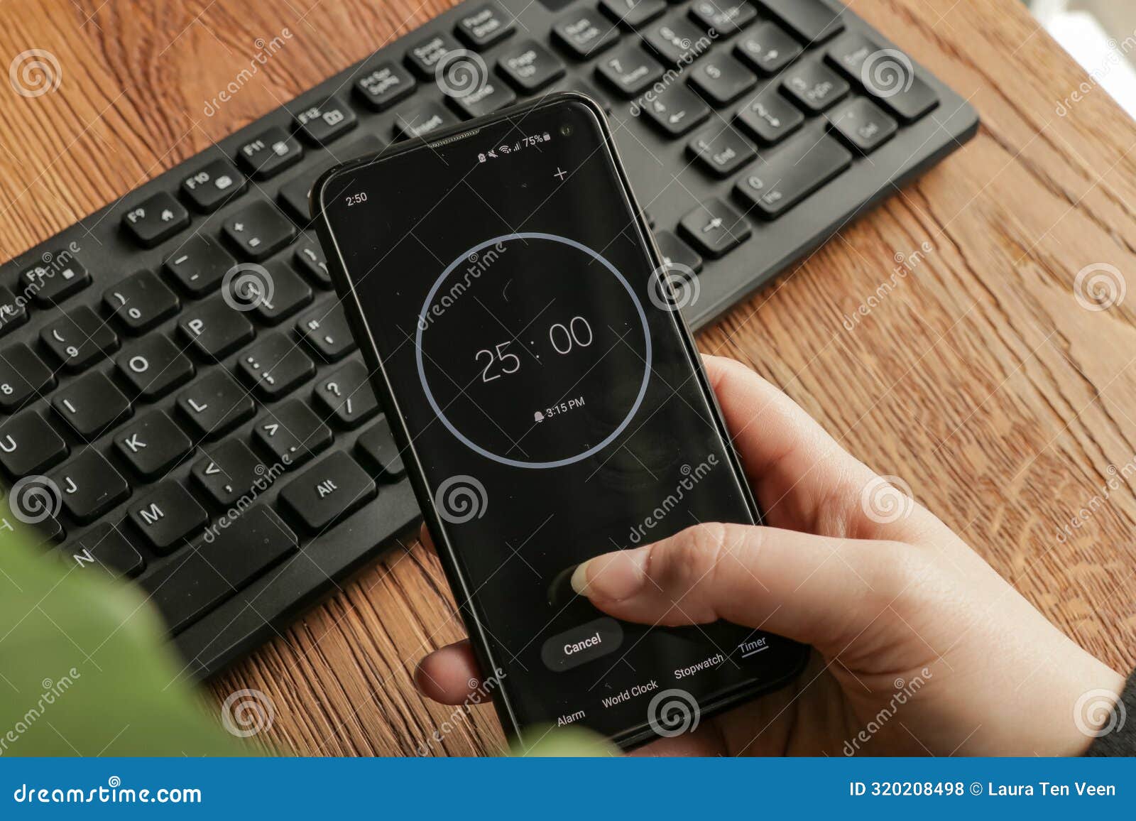 Phone with Black and White 25-minute Timer To Study with the Pomodoro Method Stock Photo - Image ...