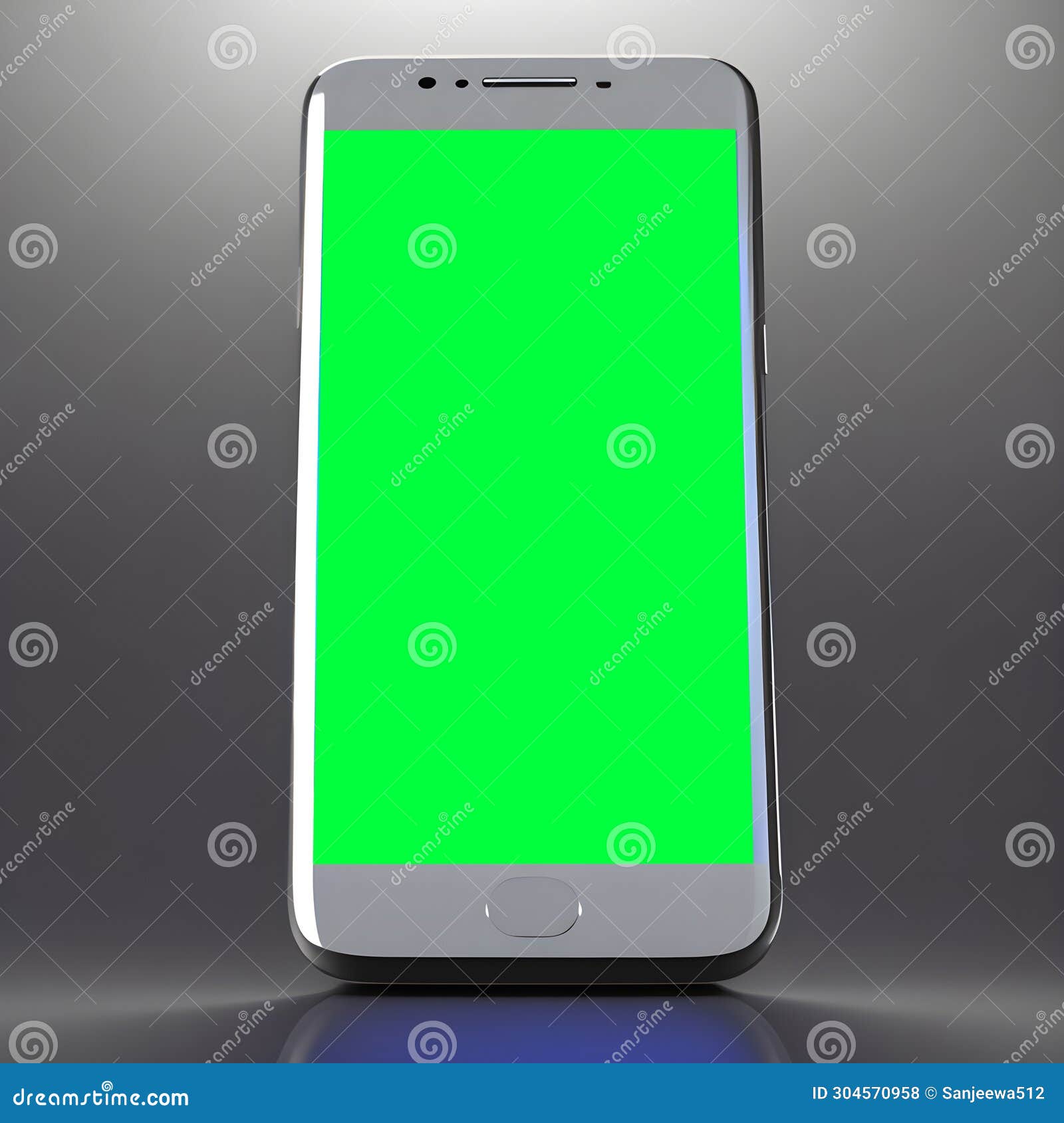 Phone with Blank Green Screen Stock Illustration - Illustration of ...