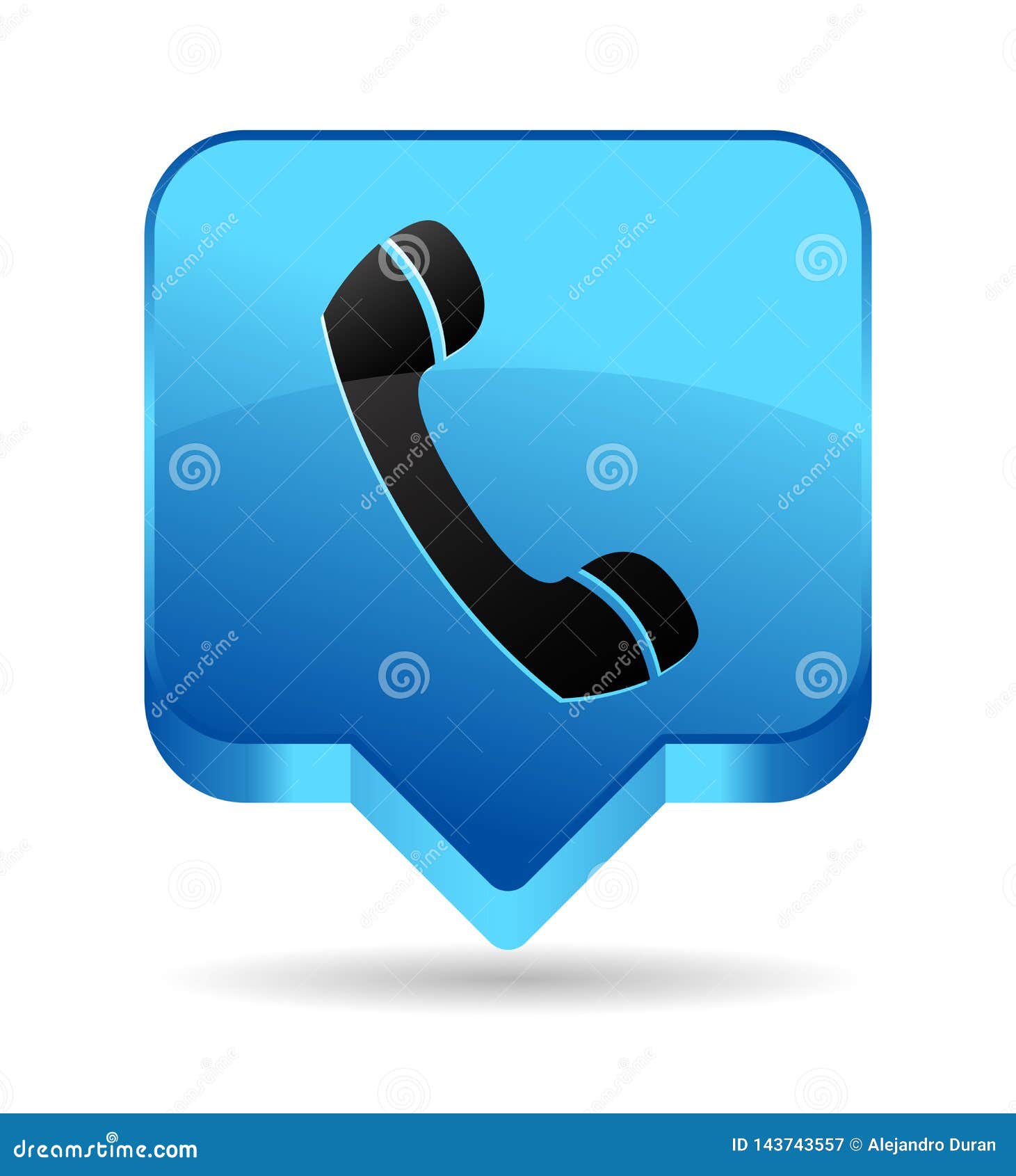 Phone blue icon stock vector. Illustration of button - 143743557