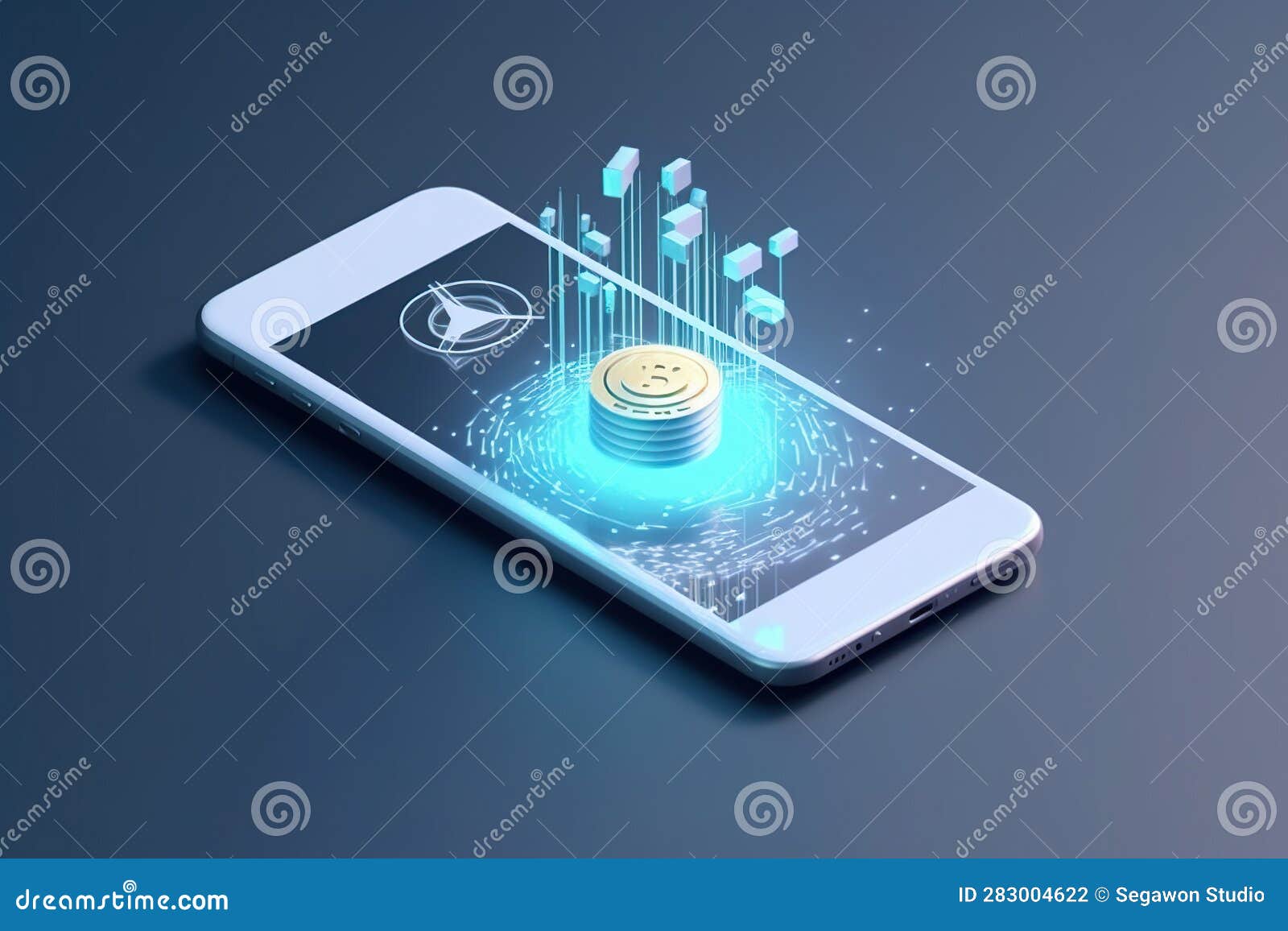 A Phone with Blue Light Color on the Screen,generative Ai Stock ...