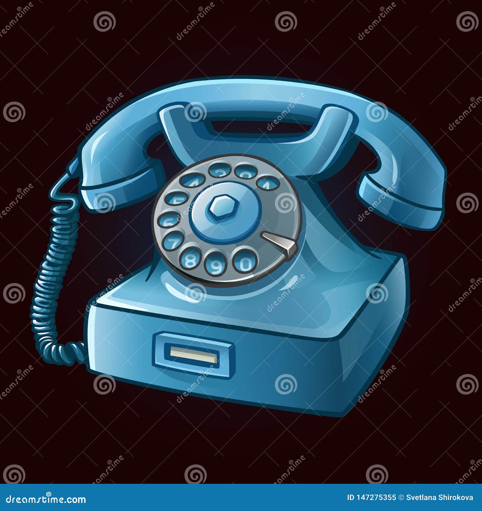 Blue Retro Telephone. Vector Illustration Stock Vector - Illustration ...