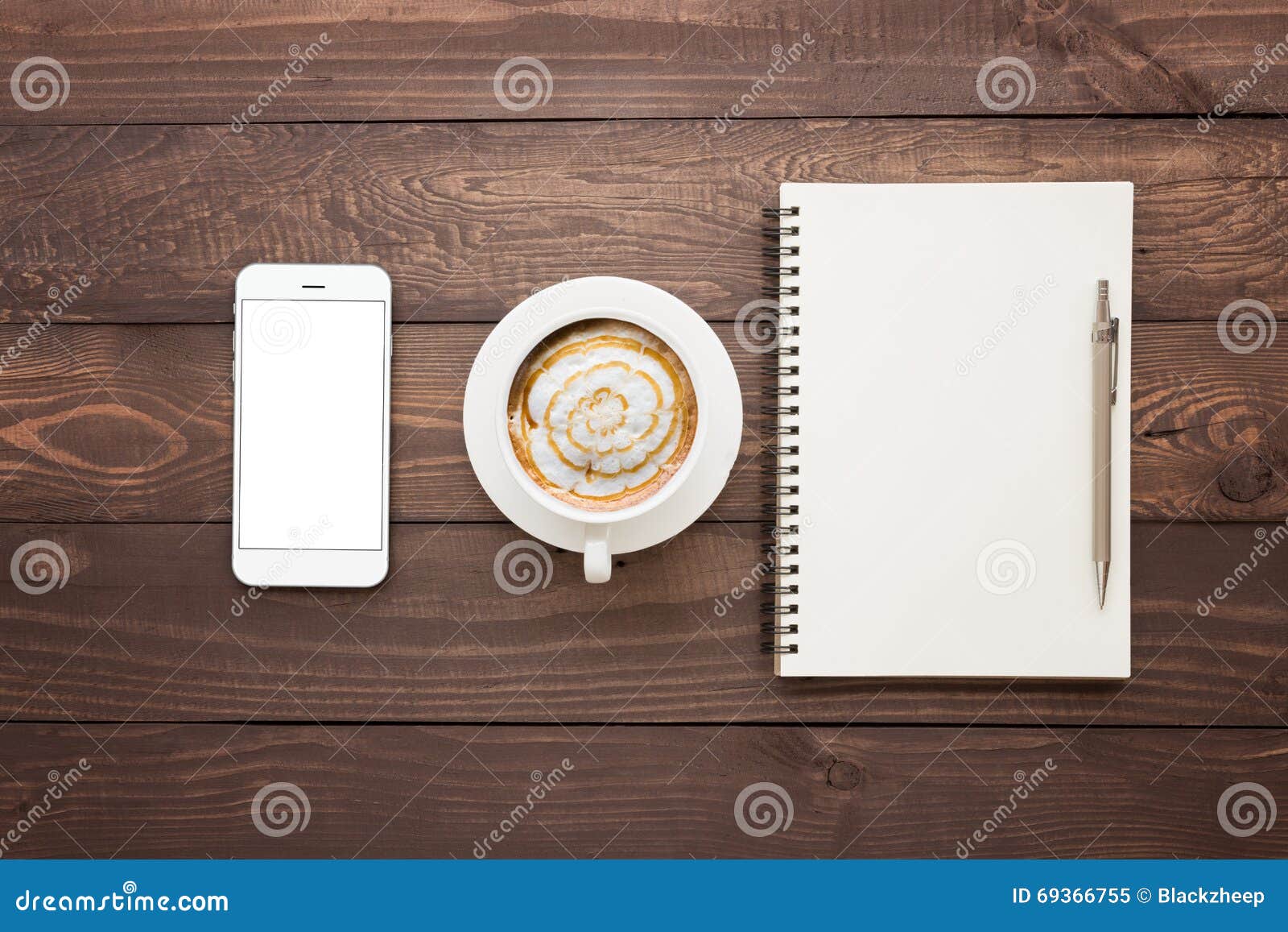 Phone and Book Blank on Wood Table Top View Stock Image - Image of cell ...