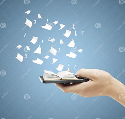 Phone with book stock photo. Image of concept, communicator - 34532474