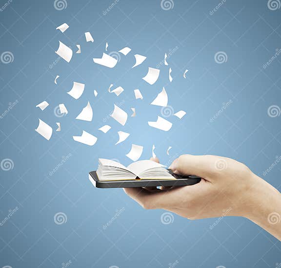 Phone with book stock photo. Image of concept, communicator - 34532474
