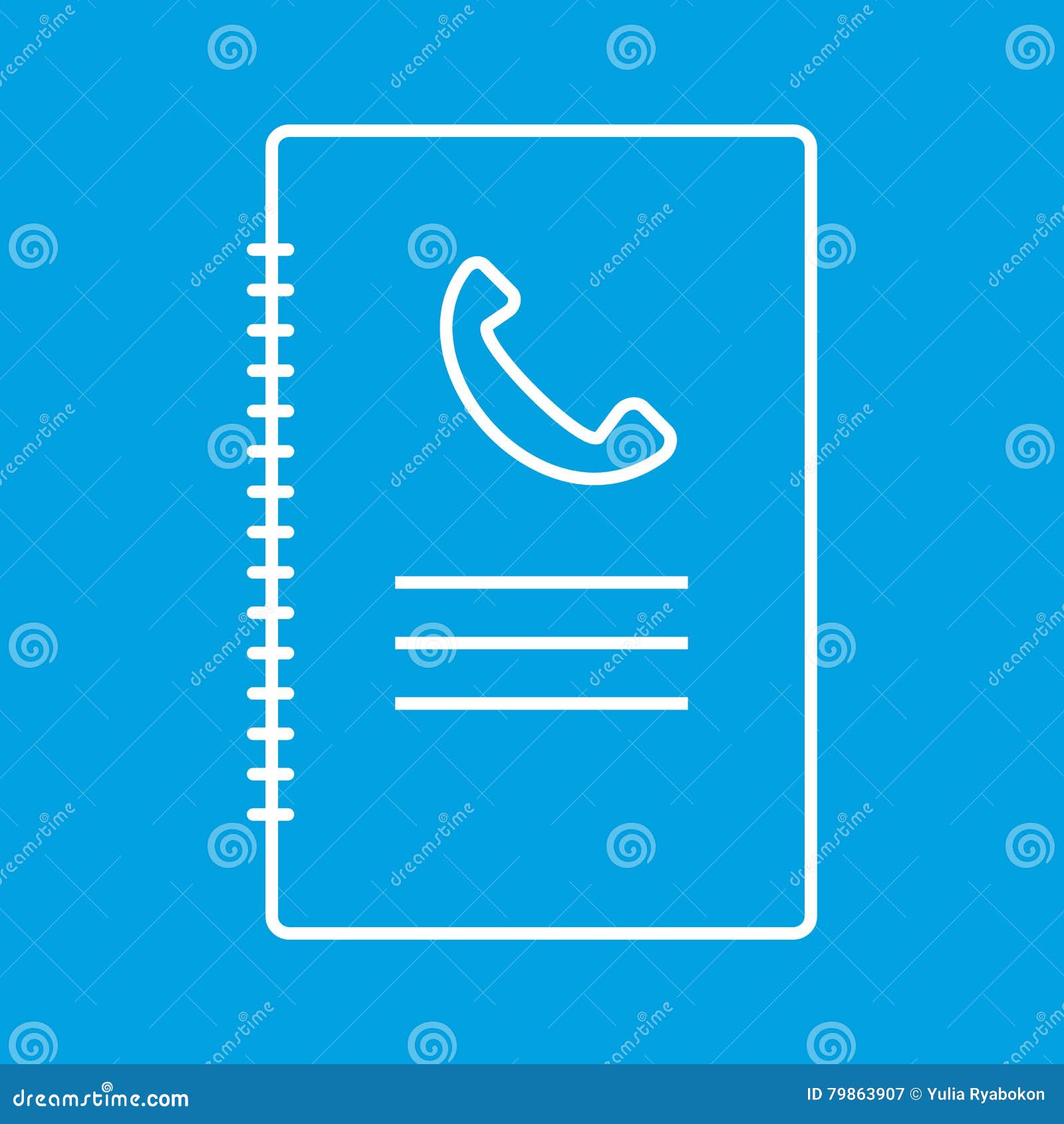 Phone book thin line icon stock vector. Illustration of design - 79863907