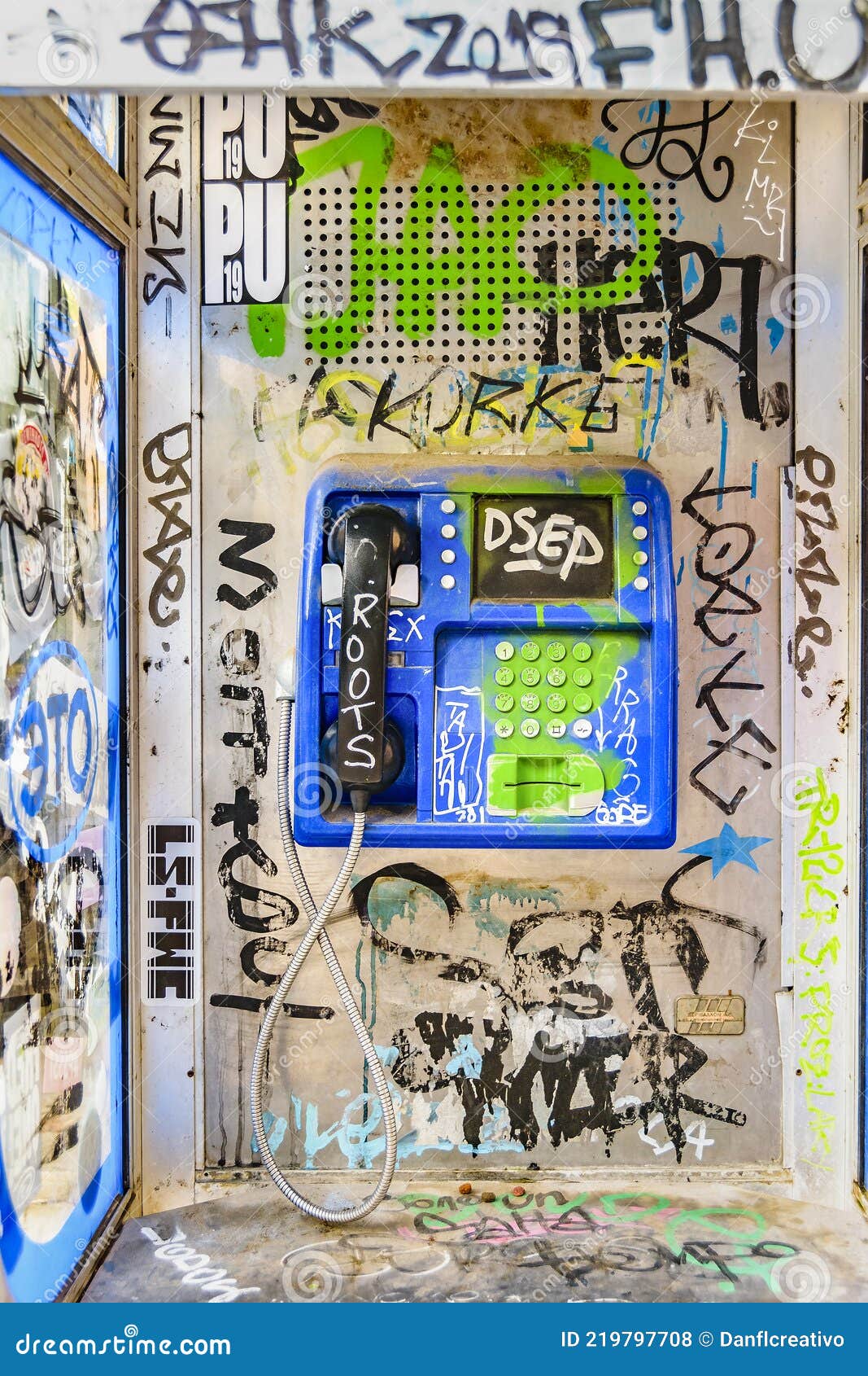 Phone Booth with Graffities Editorial Stock Photo - Image of order ...