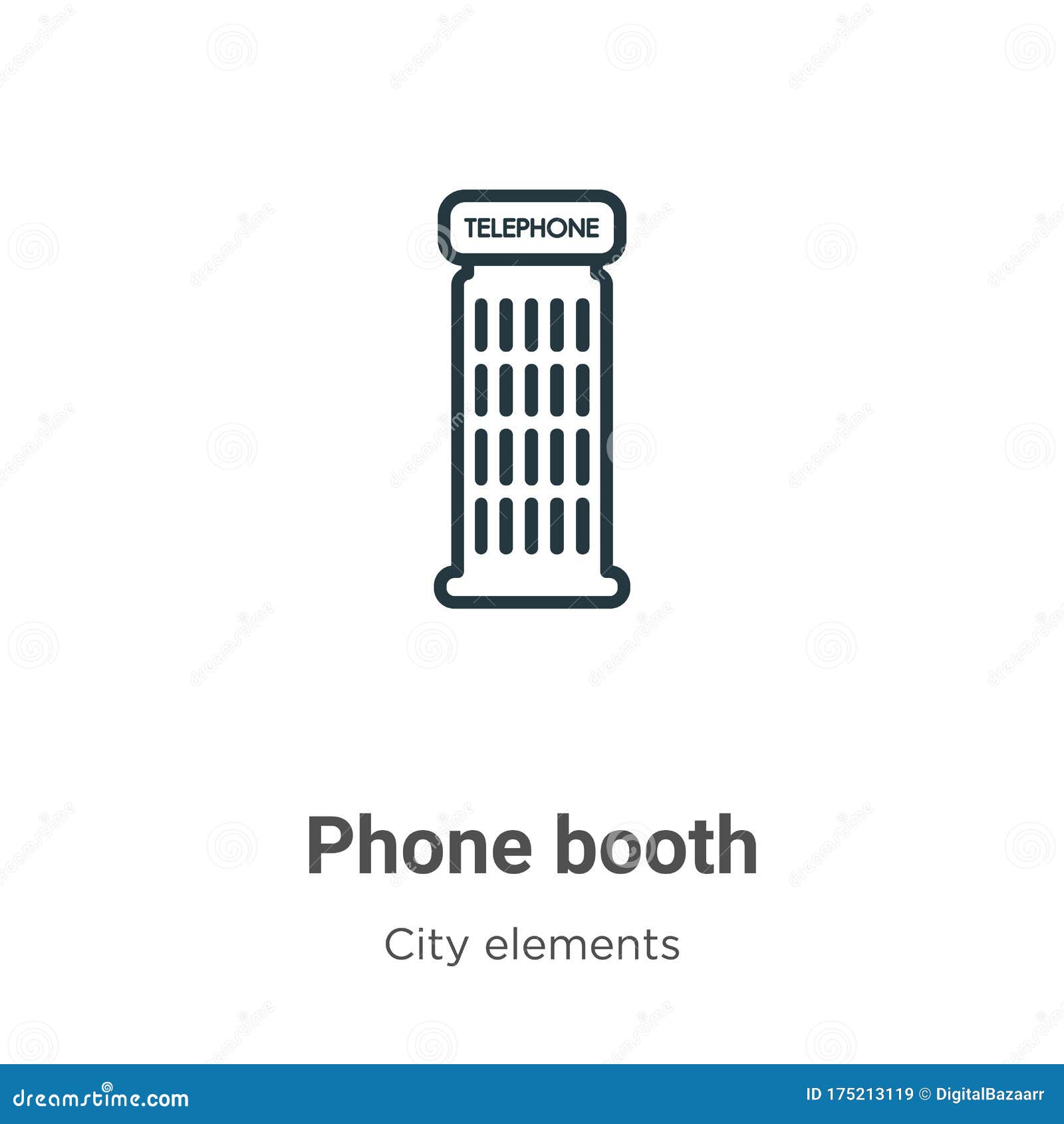 Phone Booth Outline Vector Icon. Thin Line Black Phone Booth Icon, Flat ...