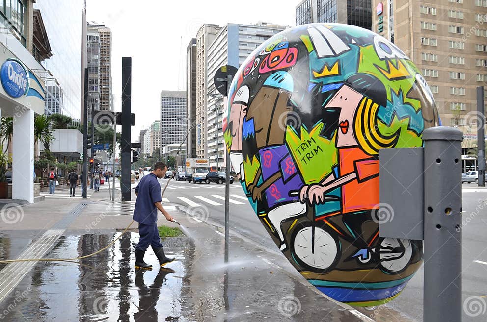 Phone Booth in Sao Paulo editorial stock photo. Image of parade - 25546488