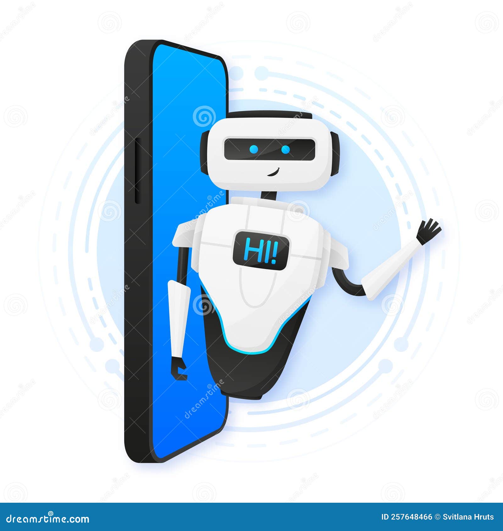 The Phone Bot Says Hello To Users. Welcome To the ChatBot. Online ...