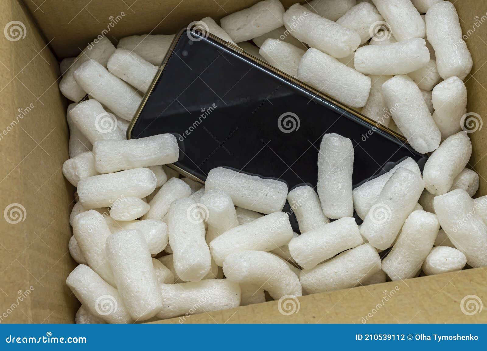 Phone in Box in Foam Sticks Top View Stock Photo - Image of celebration ...