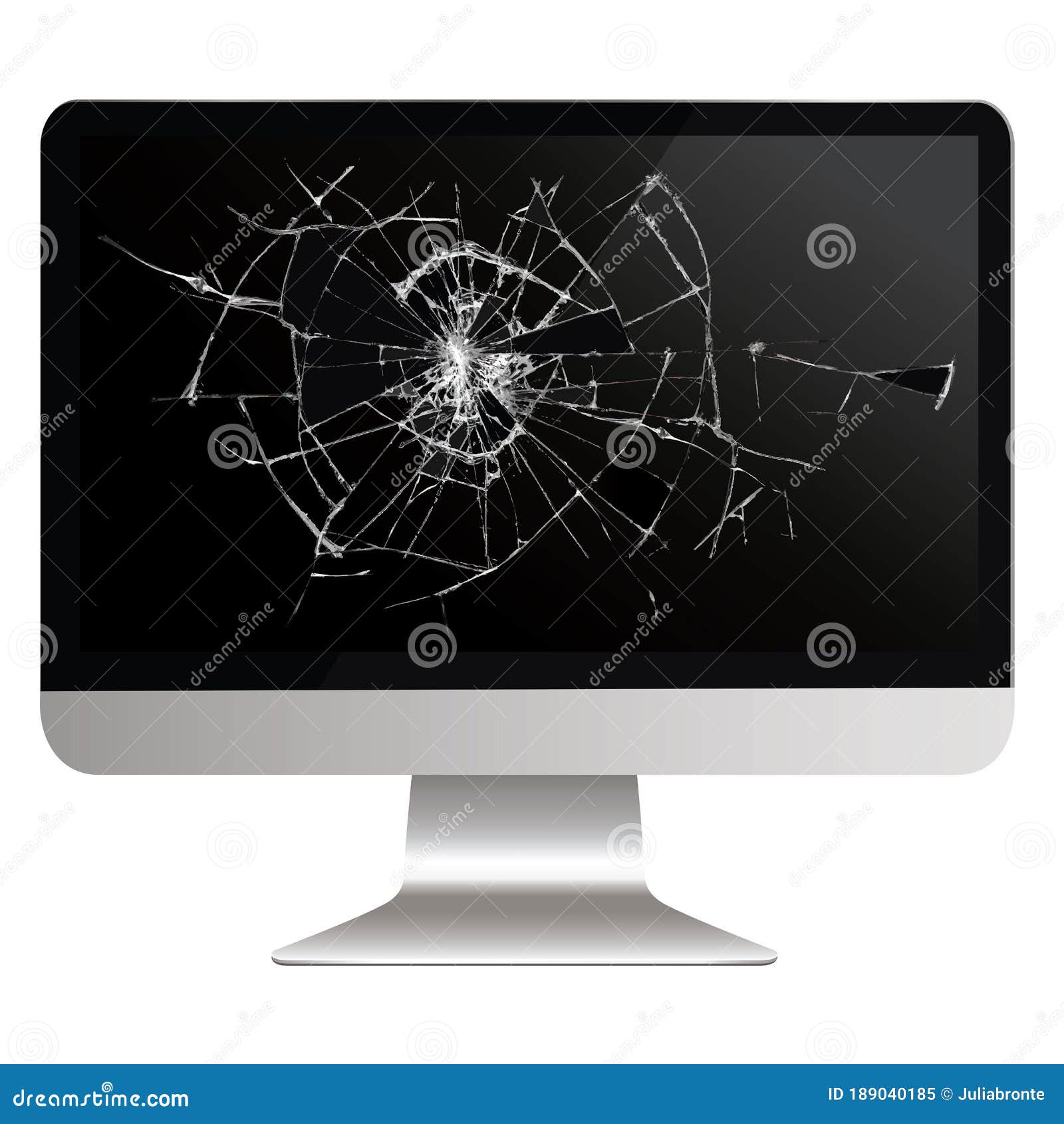 Broken Computer Monitor. The Screen Cracked. Damaged TV Vector ...