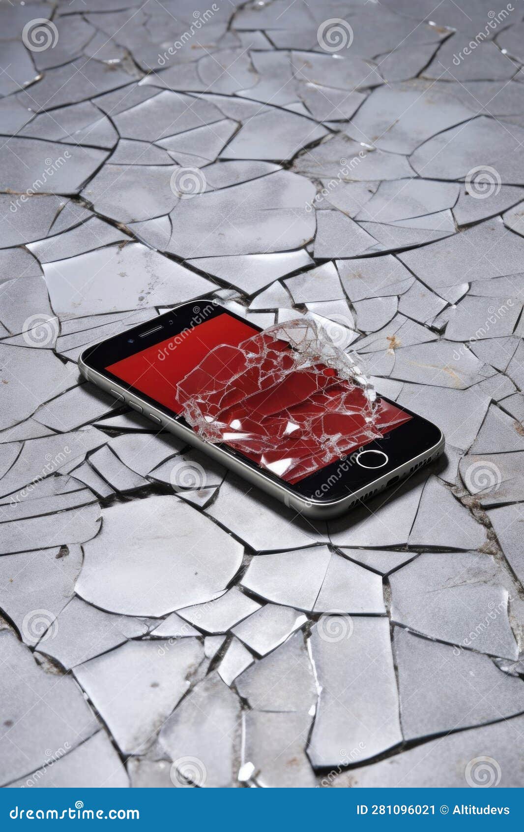 Phone with Broken Screen on Concrete Floor Stock Image - Image of ...