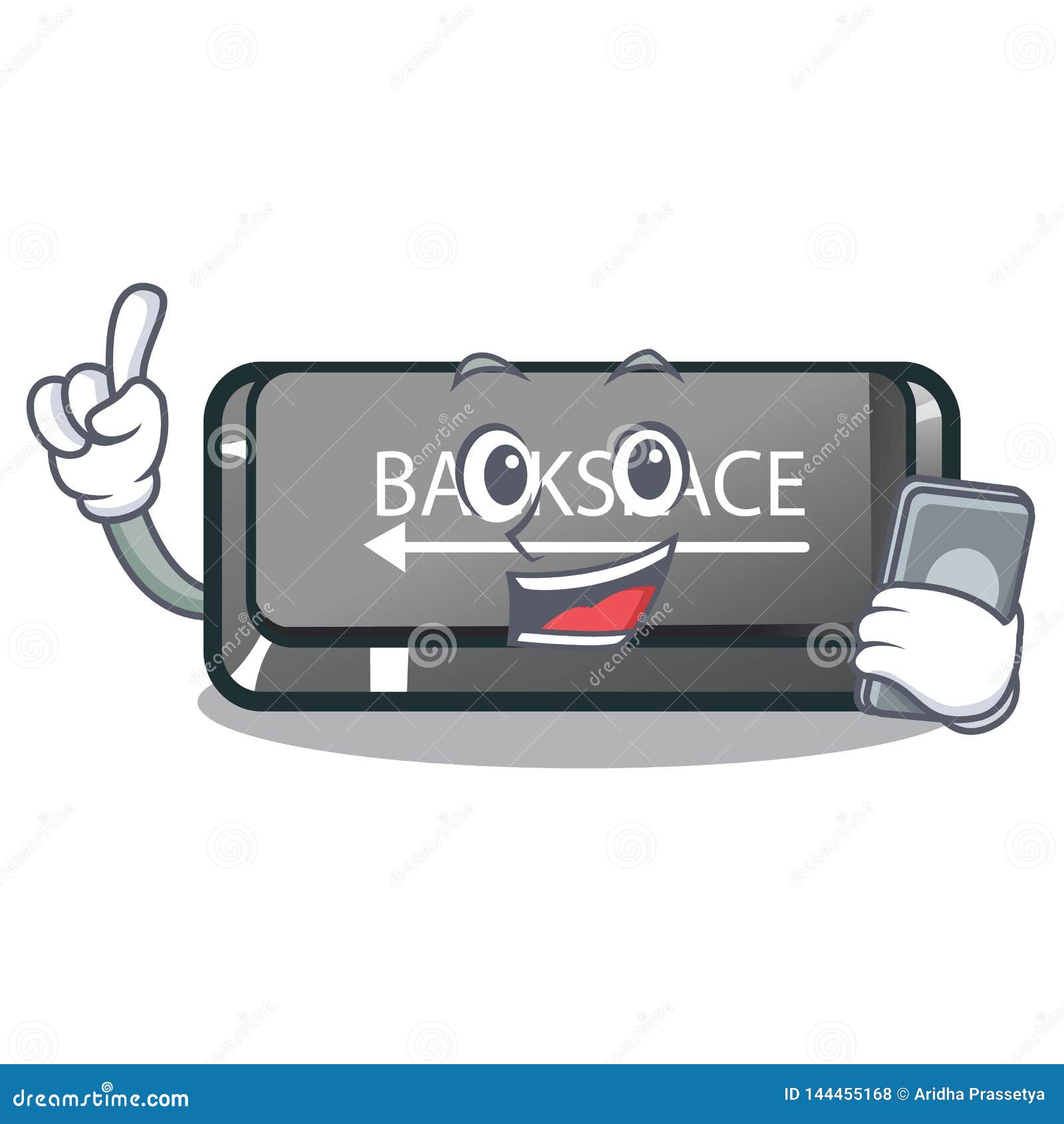 With Box Button Backspace In The Shape Cartoon Vector Illustration ...