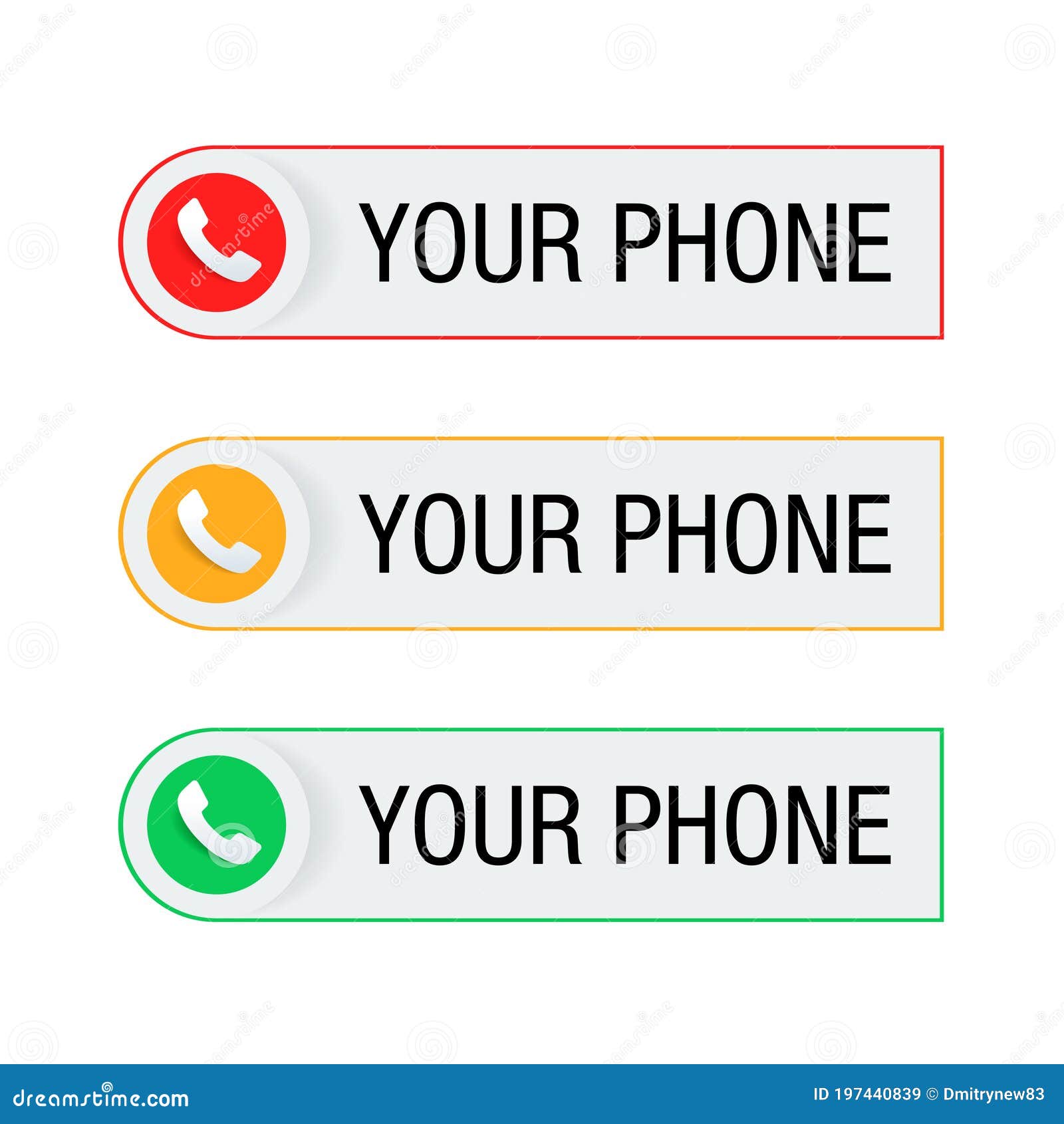 Phone Button - Template for Phone Number Stock Vector - Illustration of ...