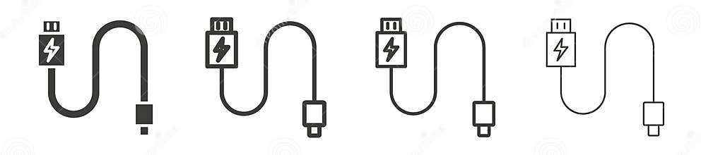 Phone Cable Icon Vector Set on White Background Stock Vector ...