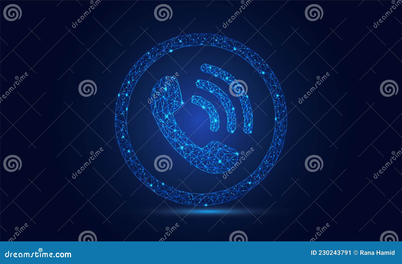 Phone Call. Abstract Wireframe Vector Illustration on Dark Blue. Call ...