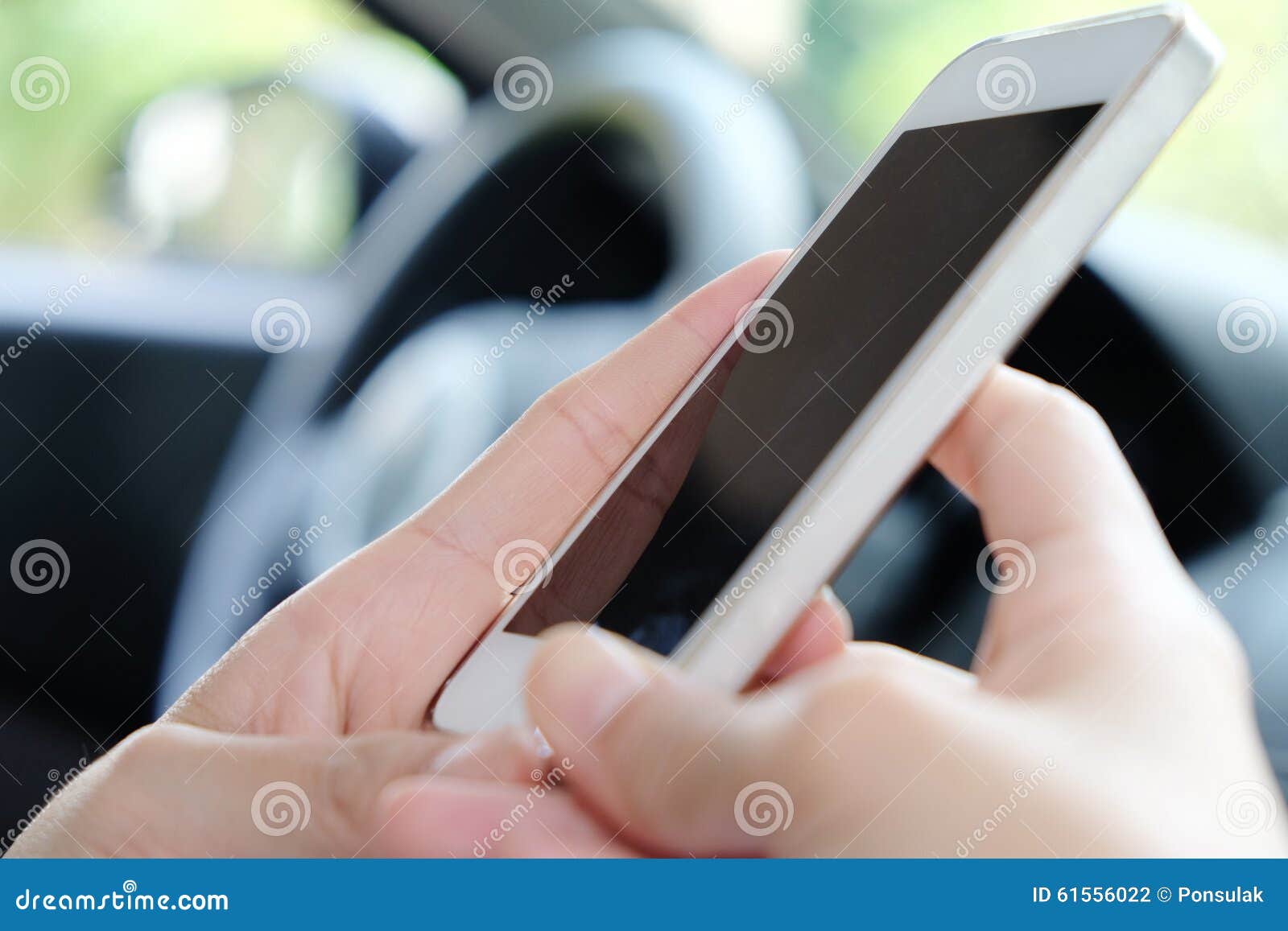 Phone call in the car. stock photo. Image of businesswoman - 61556022