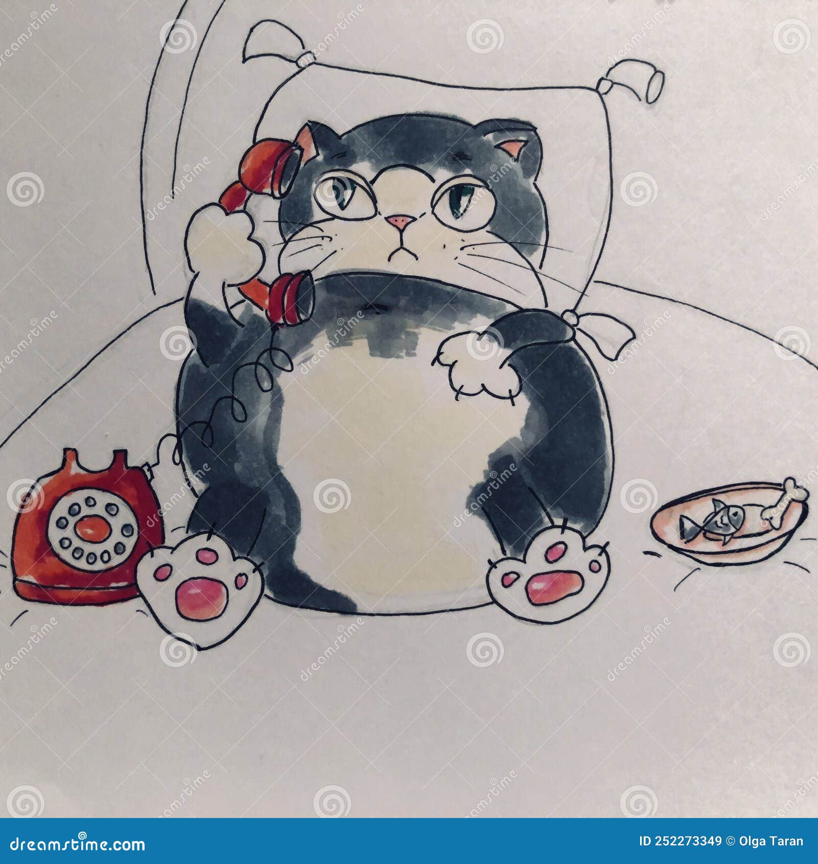 Phone call from a cat stock illustration. Illustration of font - 252273349