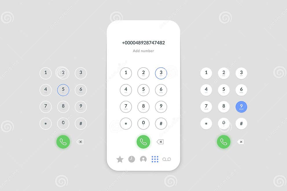 Phone Call Dial. Realistic Mobile Phone Screen with Number Pad Dial ...