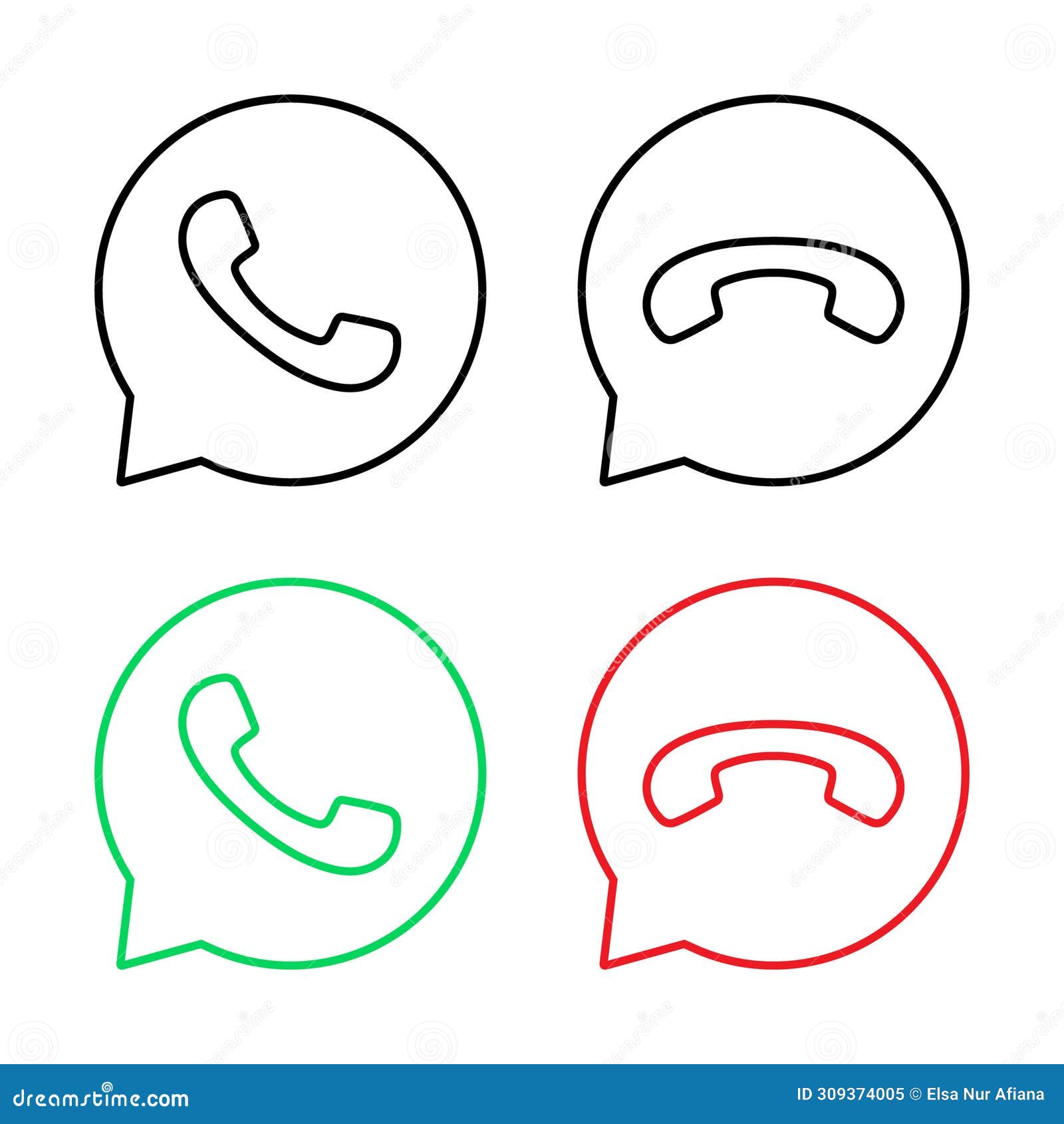 Phone Call, Handset Line on Speech Bubble Outline Stock Illustration ...