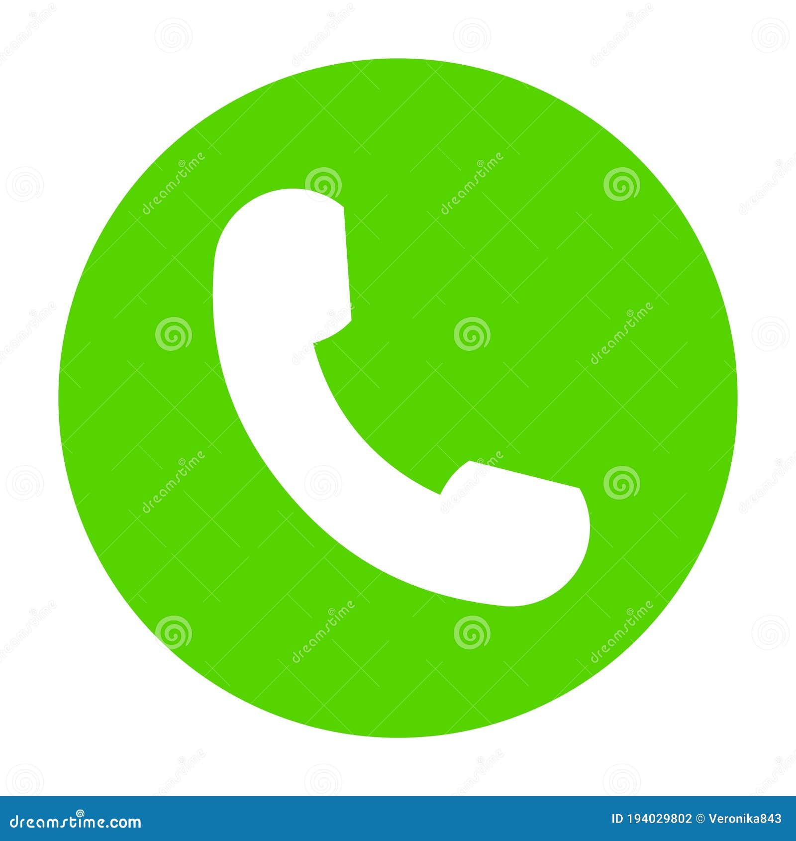 Phone Call Icon on Green Button. Vector Illustration Isolated on White ...