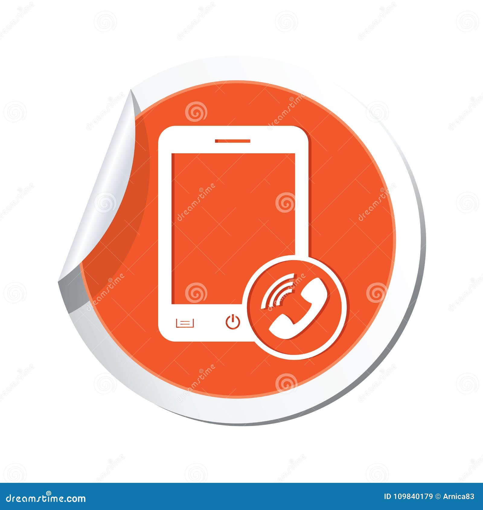Phone with Call Icon on the Sticker Stock Vector - Illustration of ...