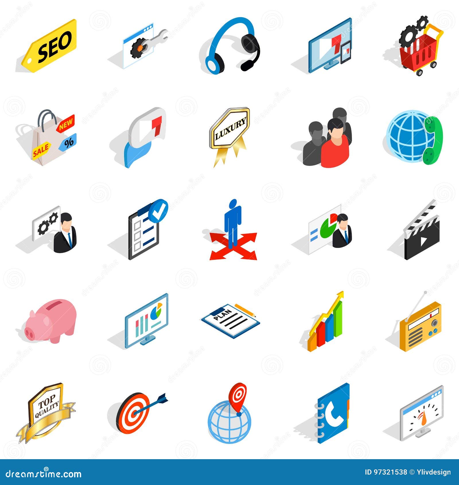 Phone Call Icons Set, Isometric Style Stock Vector - Illustration of ...