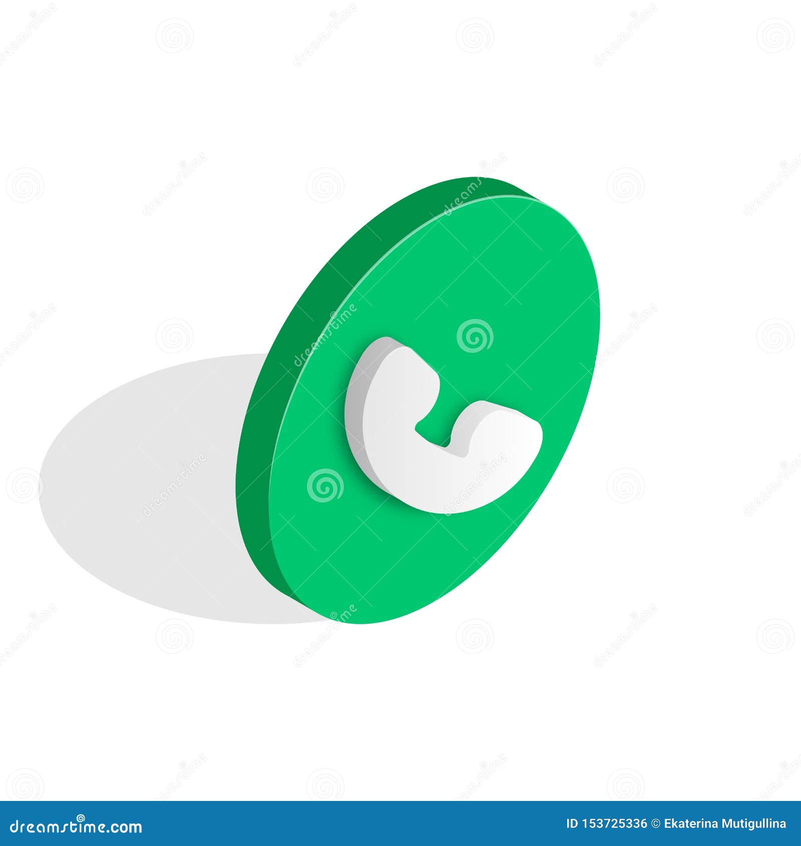 Phone Call Isometric Icon Green Stock Vector - Illustration of call ...